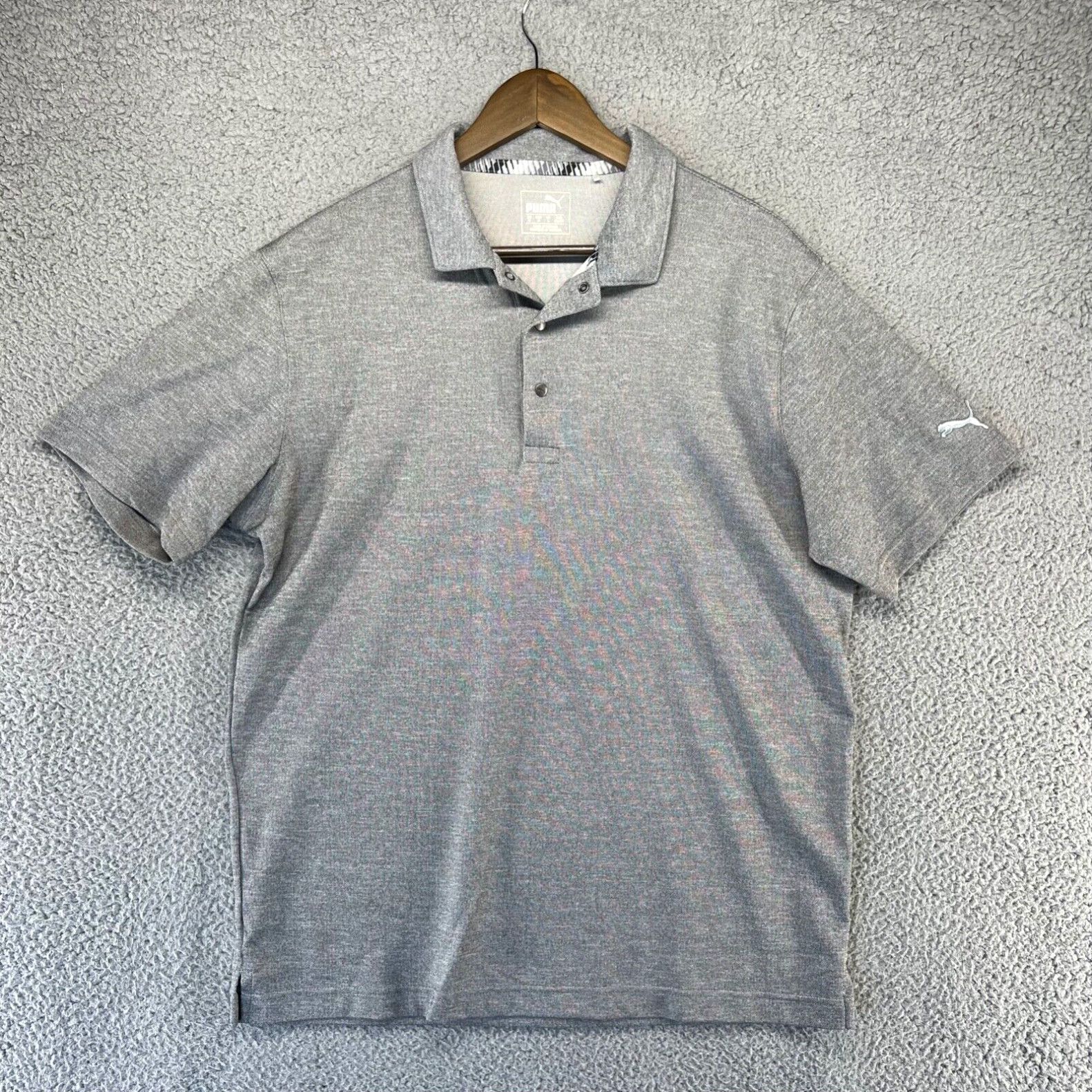 Puma Puma Polo Shirt Men's Medium Gray Performance Stretch Collared ...