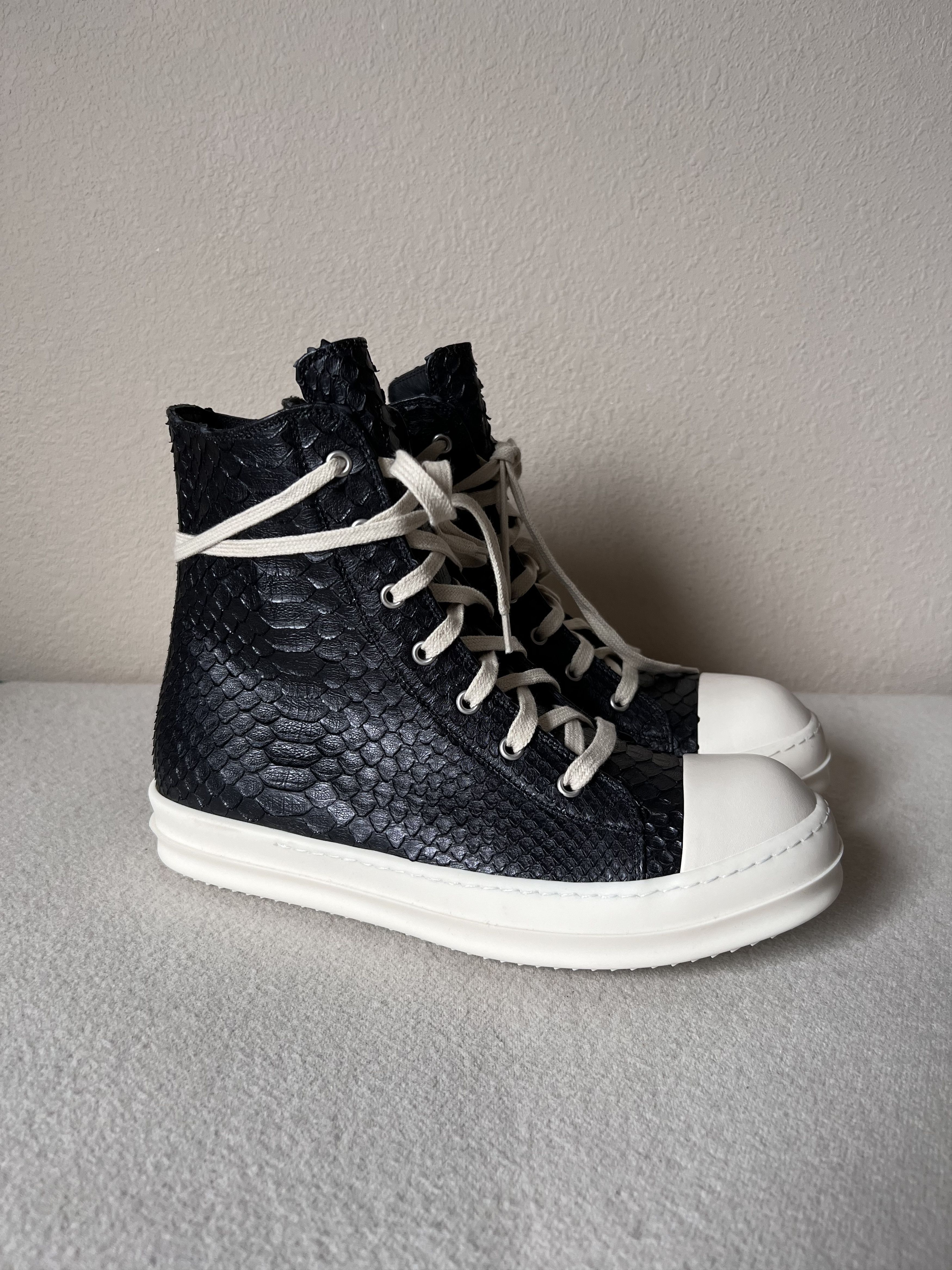 Rick Owens Rick Owens Python Leather Ramones Hi in Black | Grailed
