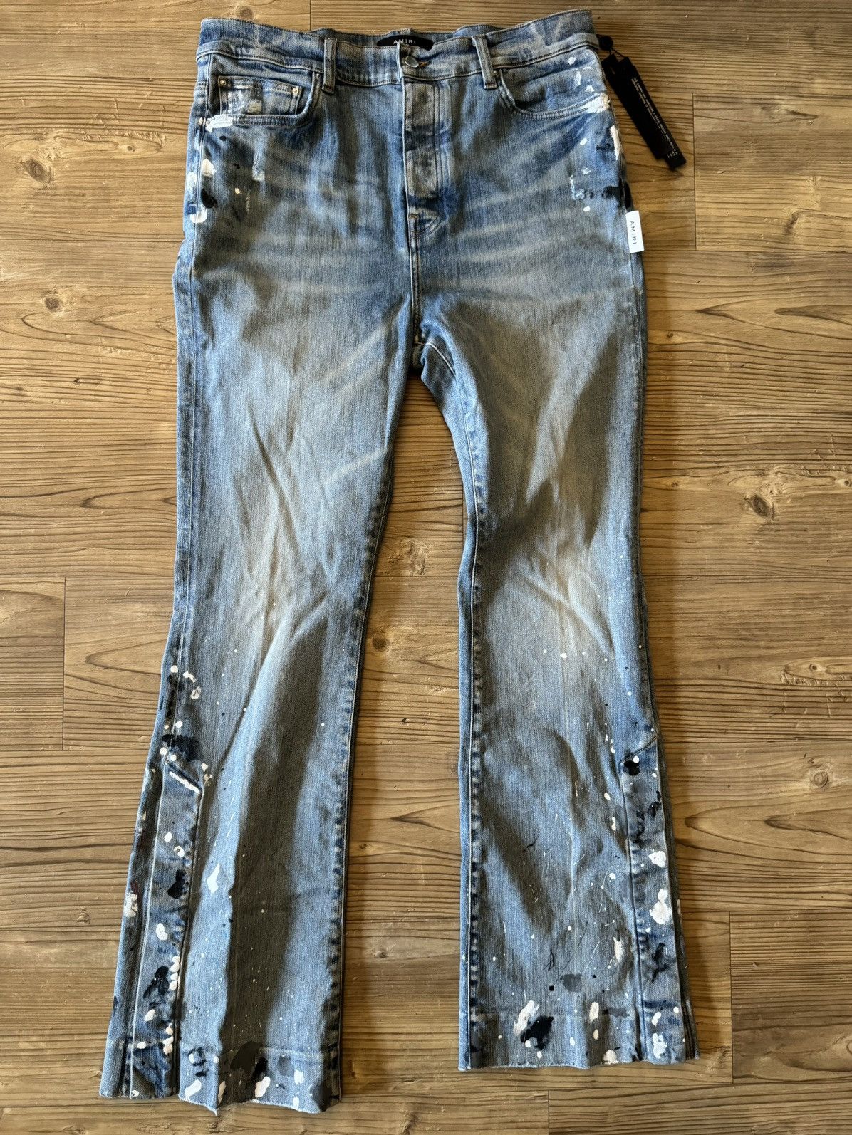 Amiri Amiri Paint Splatter Flared Detail Jeans | Grailed