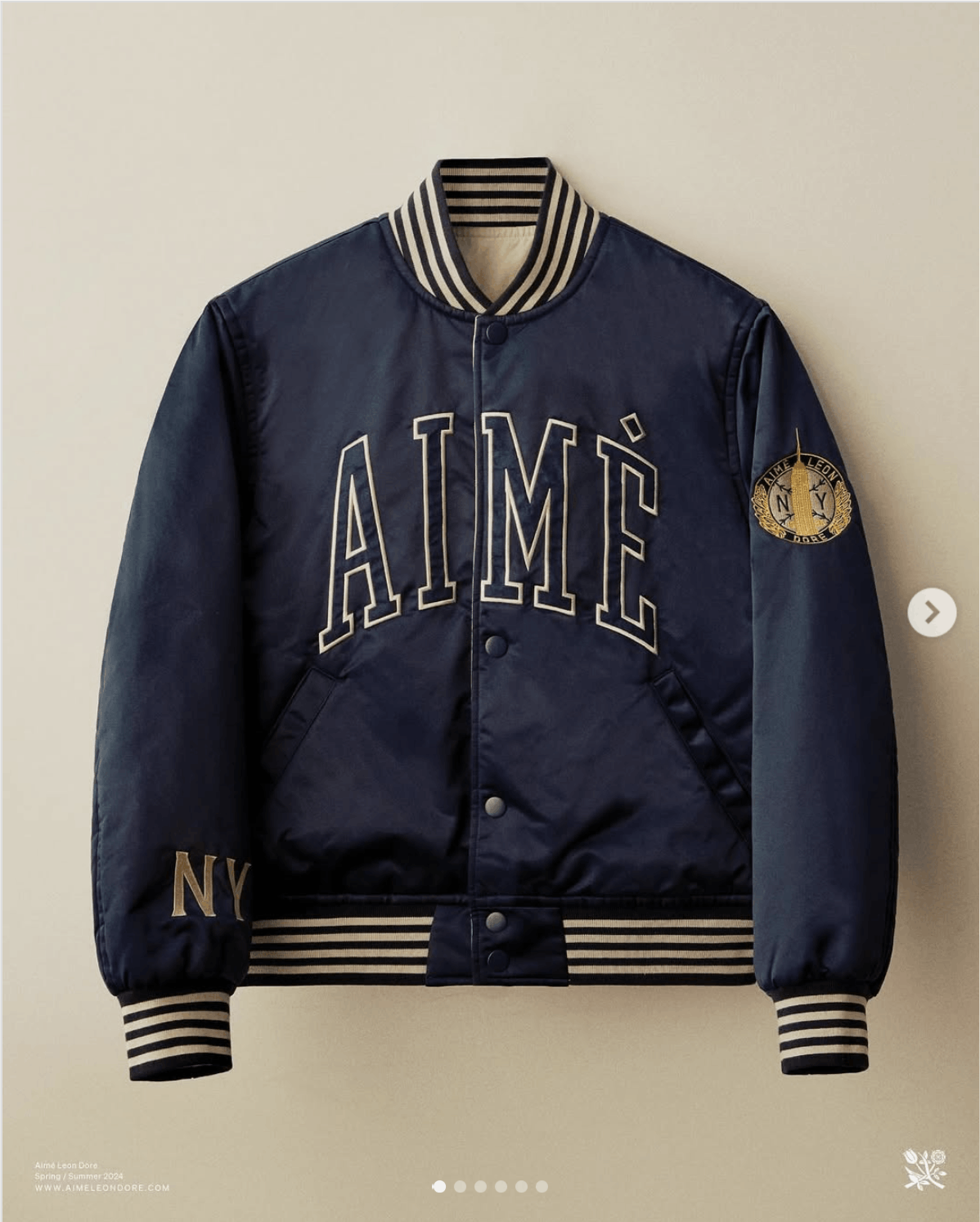 Aime Leon Dore UNWORN* ALD Reversible Satin Varsity Jacket navy/cream ...