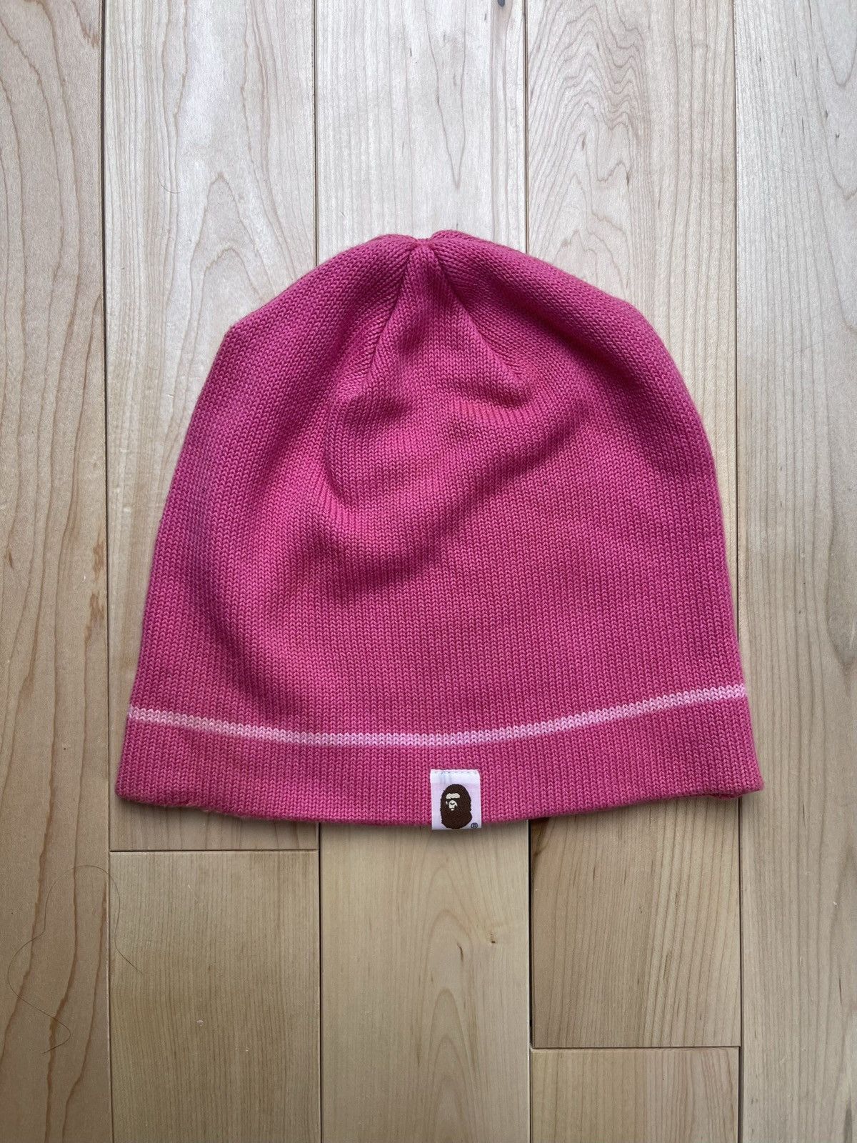 Bape 2000s Bape Nigo Era Striped Pink Ape Head Logo Beanie | Grailed