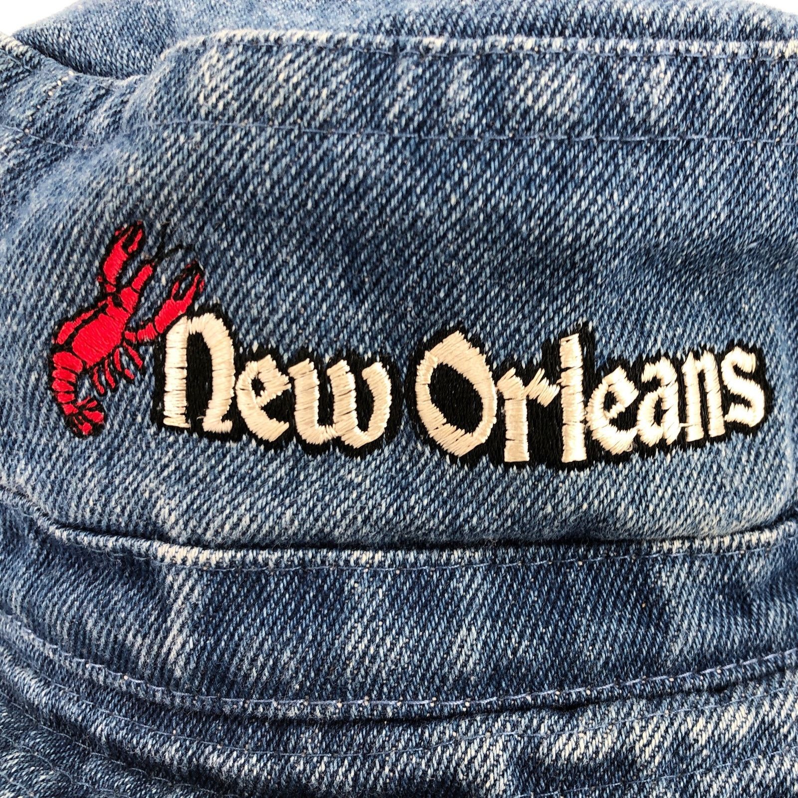 Cobra 90s denim bucket hat New Orleans crawfish 1990s vintage | Grailed