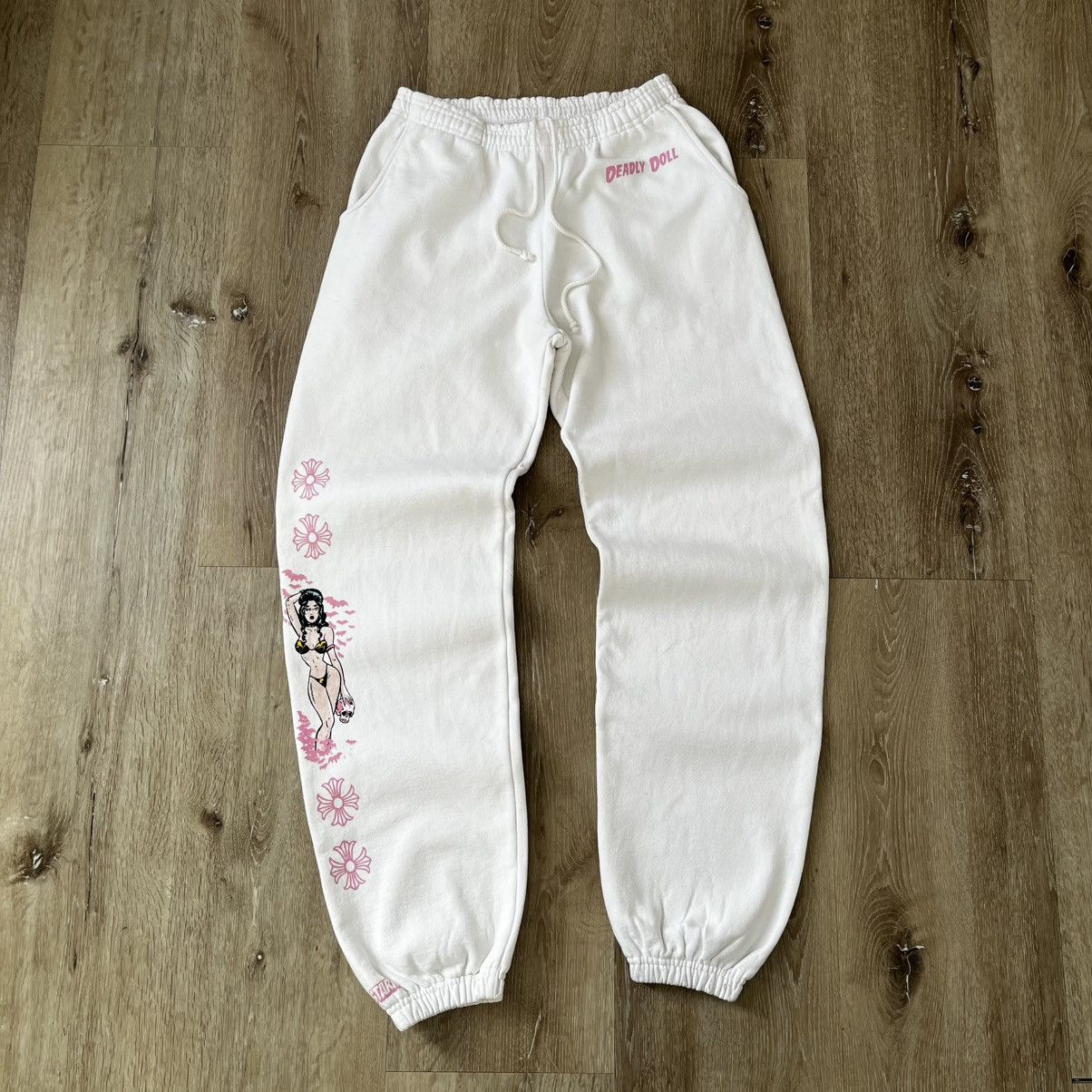 Chrome Hearts Chrome Hearts x Deadly Doll White/Pink Logo Sweatpants ...