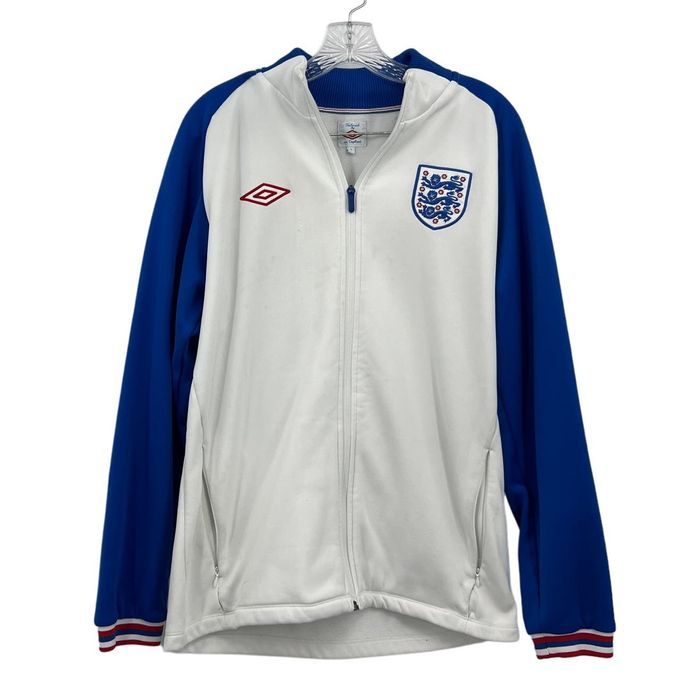 Umbro Tailored UMBRO White England Soccer Zip Up Sweater Jacket L | Grailed