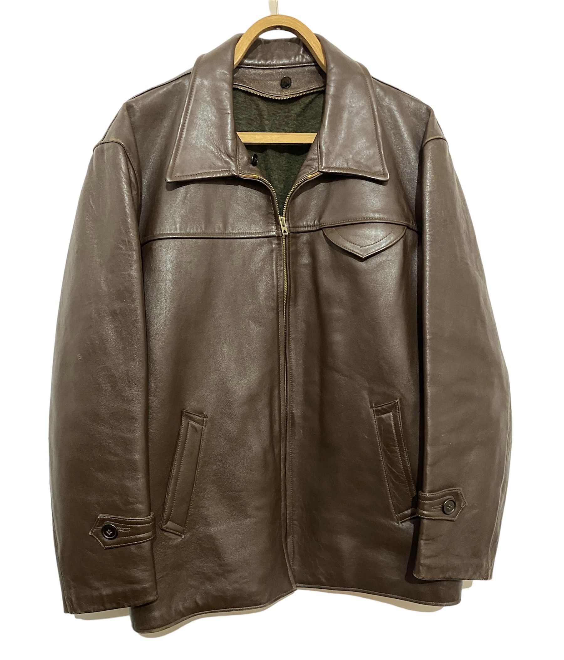 Leather Jacket × Vintage Vintage 60s Retro French Distressed Leather ...