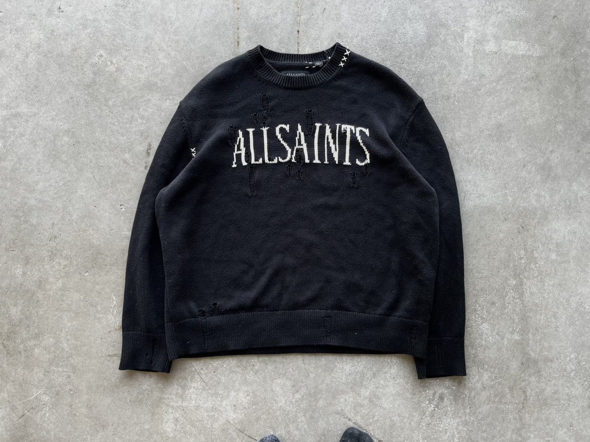 Allsaints × Streetwear Fake distressed all saints knit sweater | Grailed