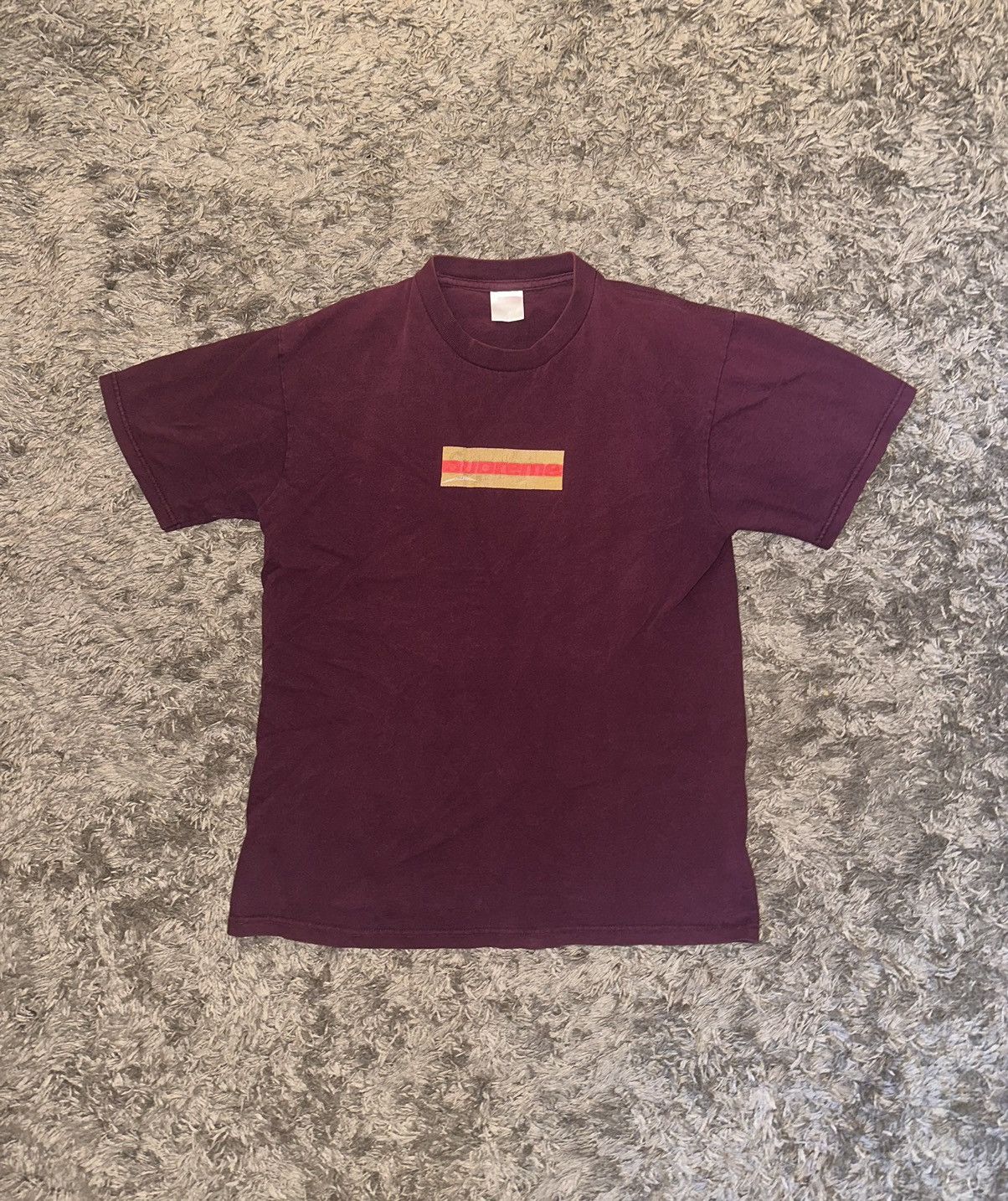 Supreme Supreme Gucci Box Logo 2000s Vintage Burgundy Tee | Grailed