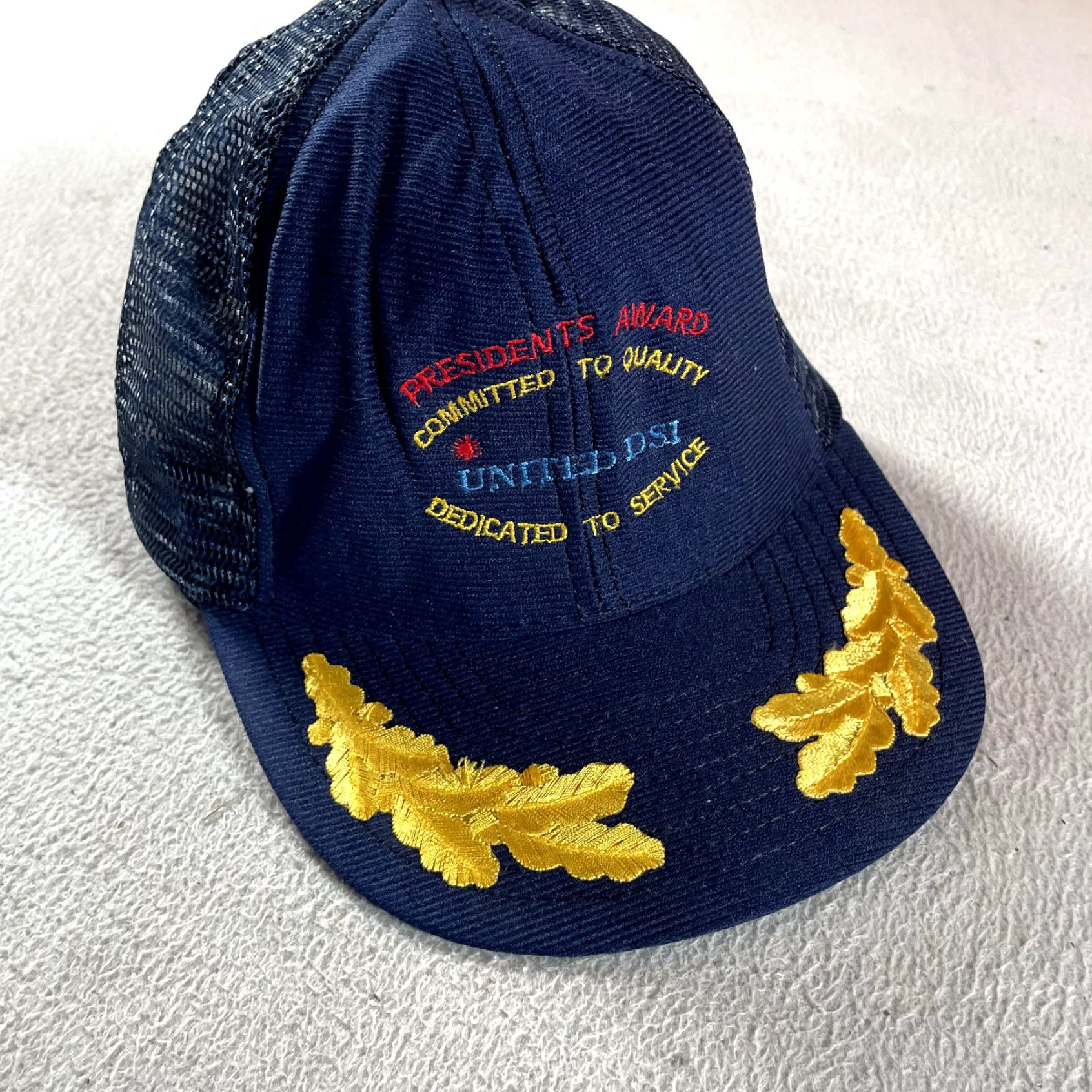 Vintage Mens Embroidered Blue Cap with Gold Leaves Vintage Stylish ...