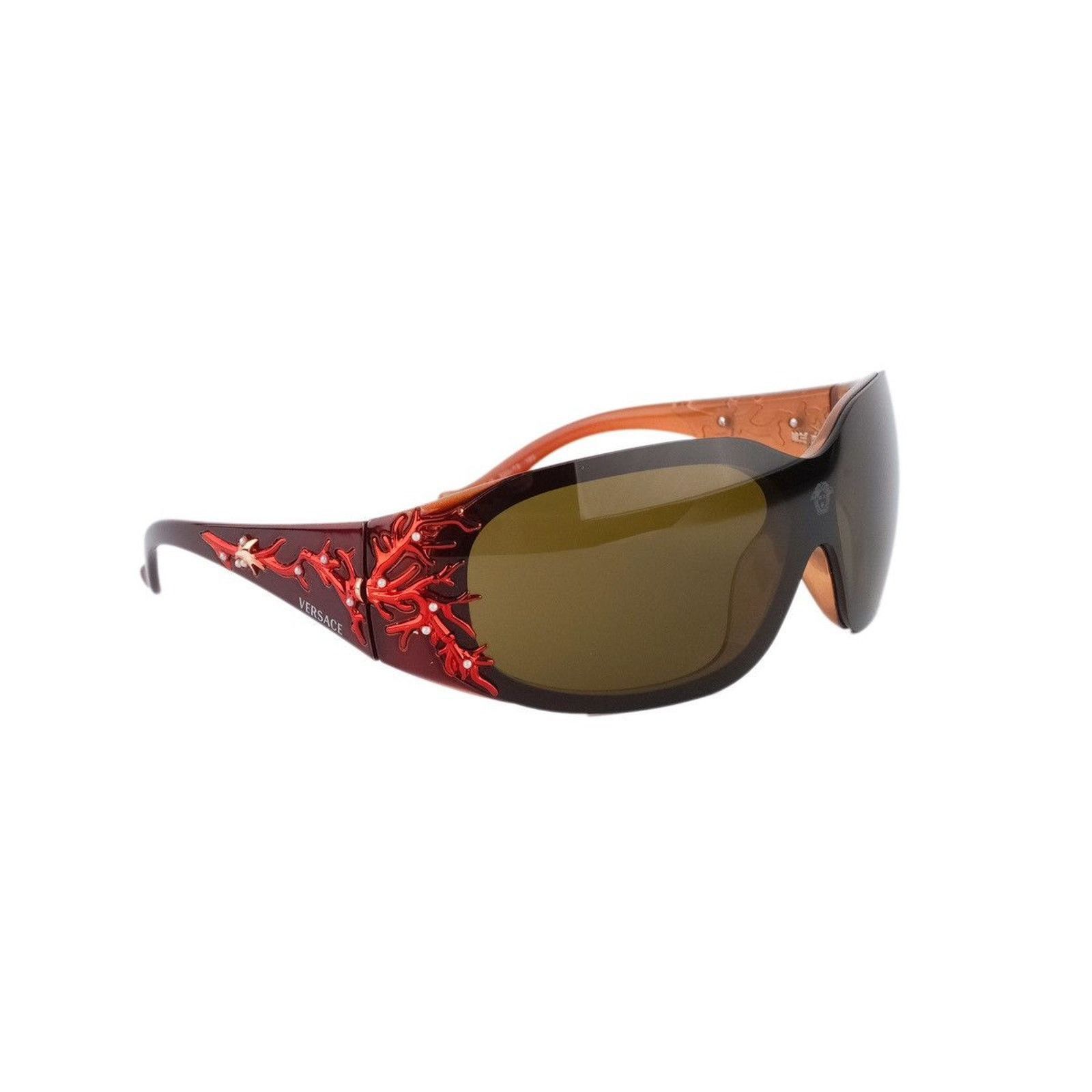 Versace Versace Medusa Logo Pearl Coral Reef Shield Red Sunglasses ...