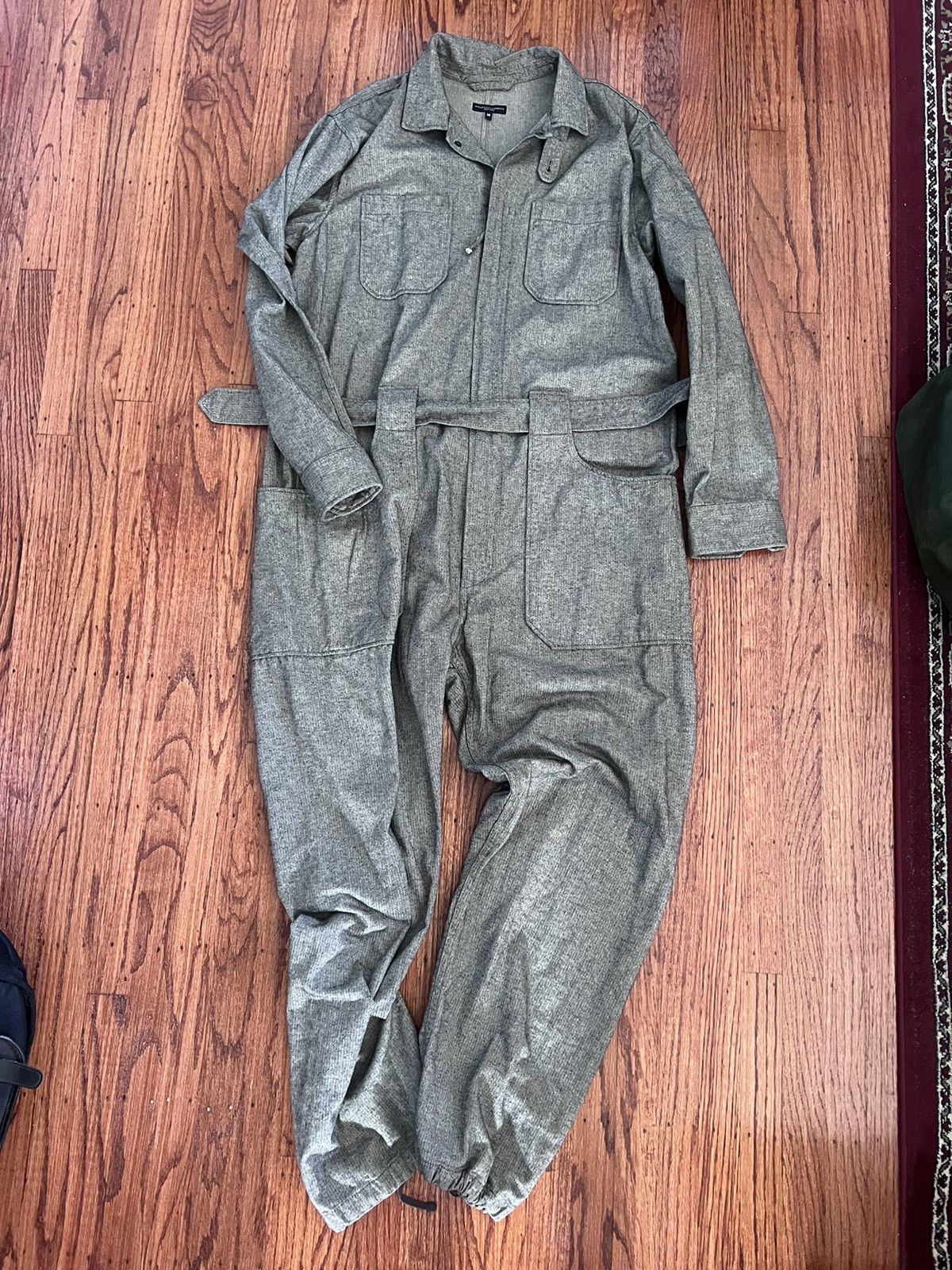 Engineered Garments Engineered Garments Grey Herringbone Coverall ...