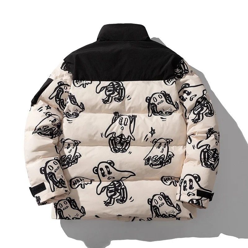 Vintage Puffer Jacket with Ghost Print | Grailed
