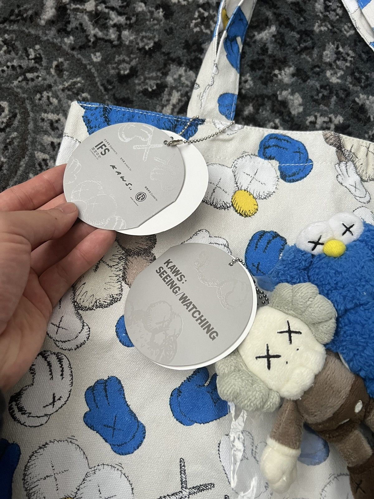 Kaws Kaws Seeing watching plush and tote bag set | Grailed