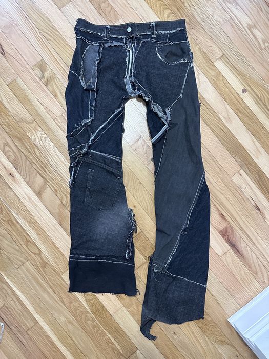 Vintage Flared distressed seams upcycled denim | Grailed