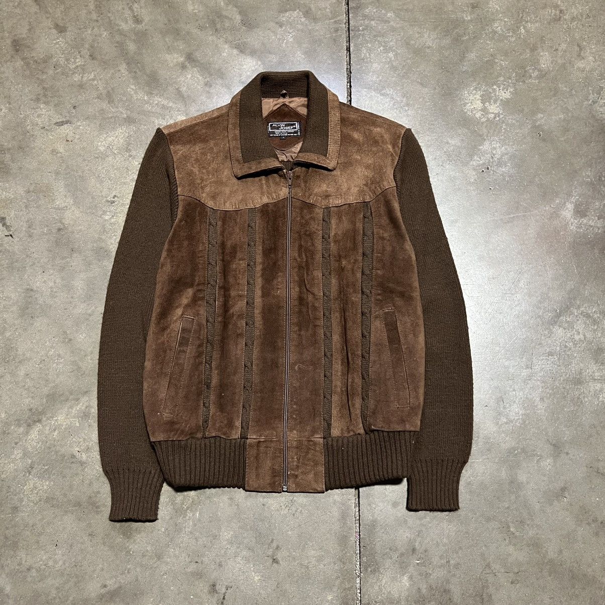 Vintage Vintage 80s Alvin Josef Suede Leather Jacket Knit Sleeve | Grailed