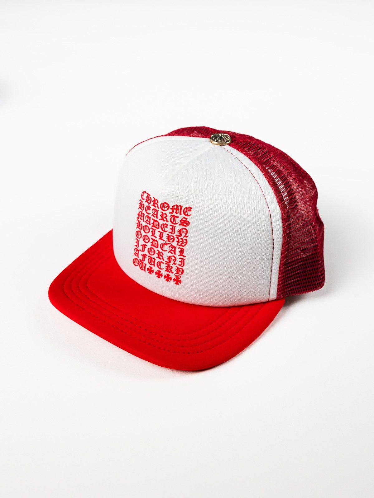 Chrome Hearts Chrome Hearts Eye Chart Trucker Hat Red | Grailed