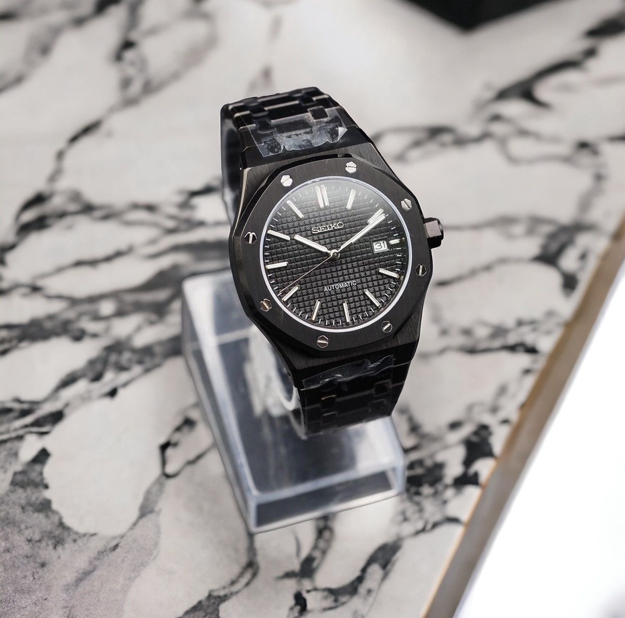 Seiko Seiko Royal Oak All Black Steel Automatic AP Style Watch | Grailed
