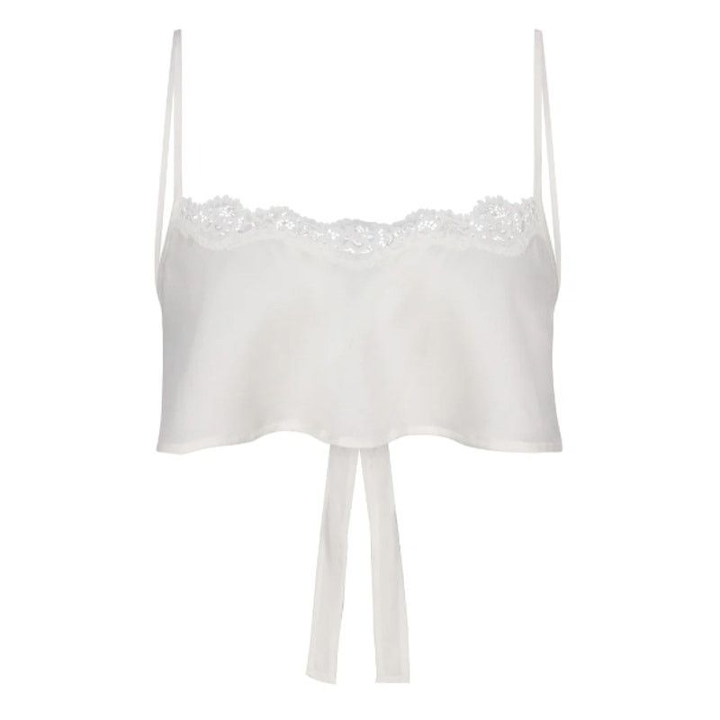 SKIMS Skims Bridal Silk Super Cropped Cami in Marble, Size L | Grailed