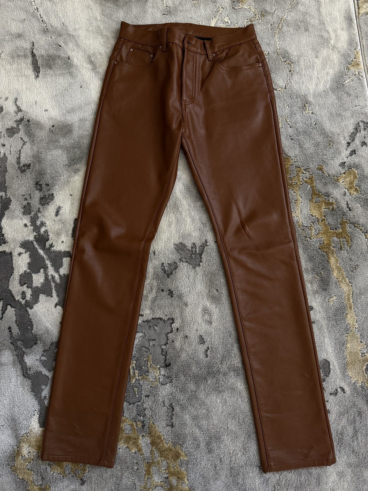 MNML MNML Brown Leather Pants | Grailed