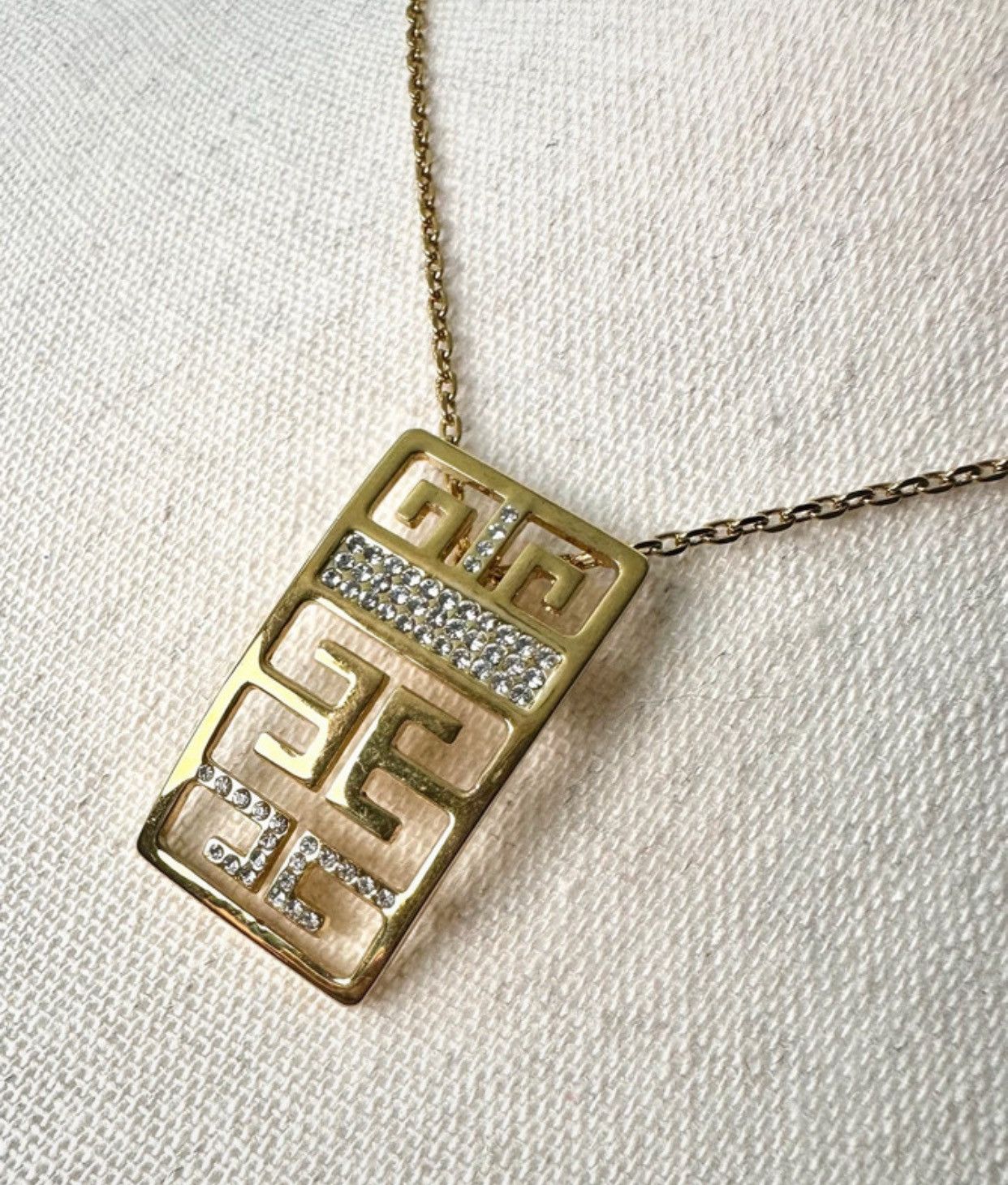 Jewelry Greek Key Lines / Meander Crystal 18” Gold Chain Necklace | Grailed