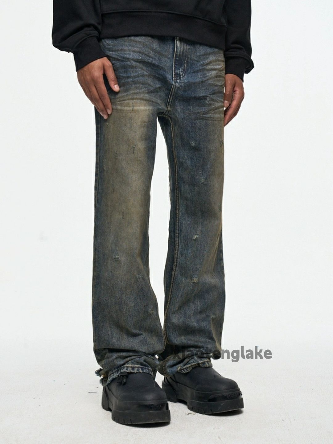 Distressed Denim × Jean × Vintage washed faded punk grunge rusty stain ...