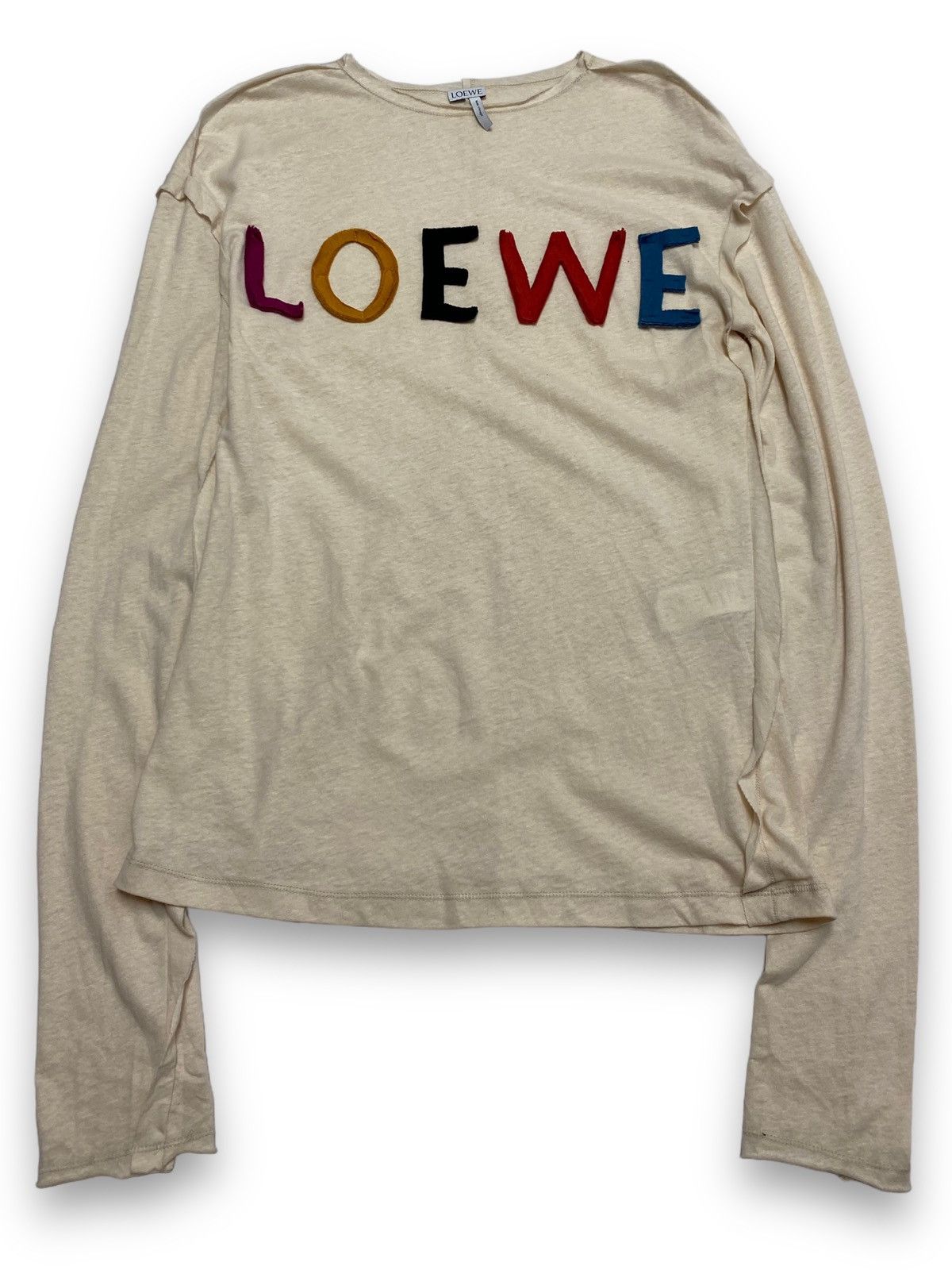 Loewe × Luxury Vintage LOEWE 3D Letters Logo Beige Longsleeve M | Grailed