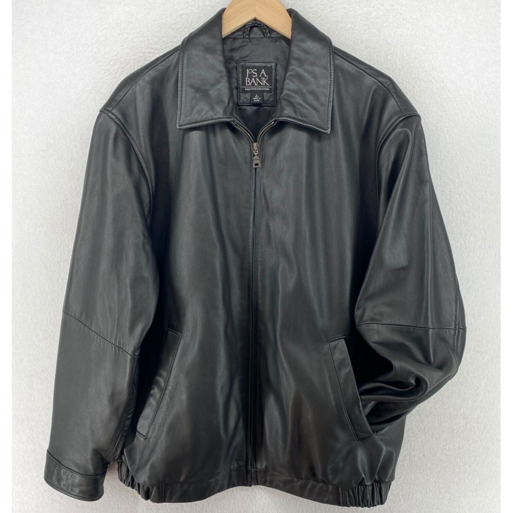 Jos. A. Bank Luxurious Executive Collection Black Leather Motorcycle ...