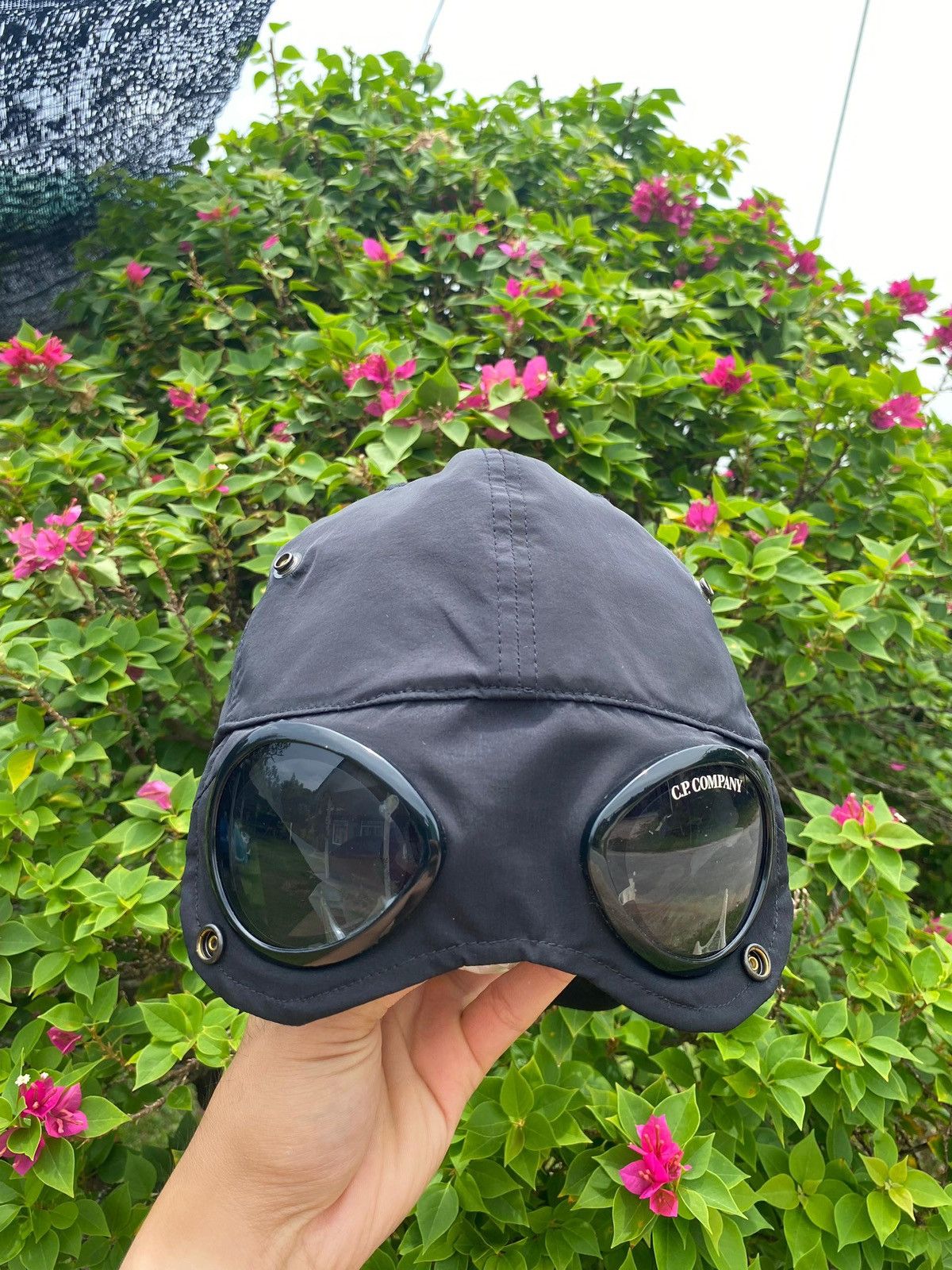 C.P. Company “C.P. COMPANY” GOGGLE CAP BLACK HAT | Grailed