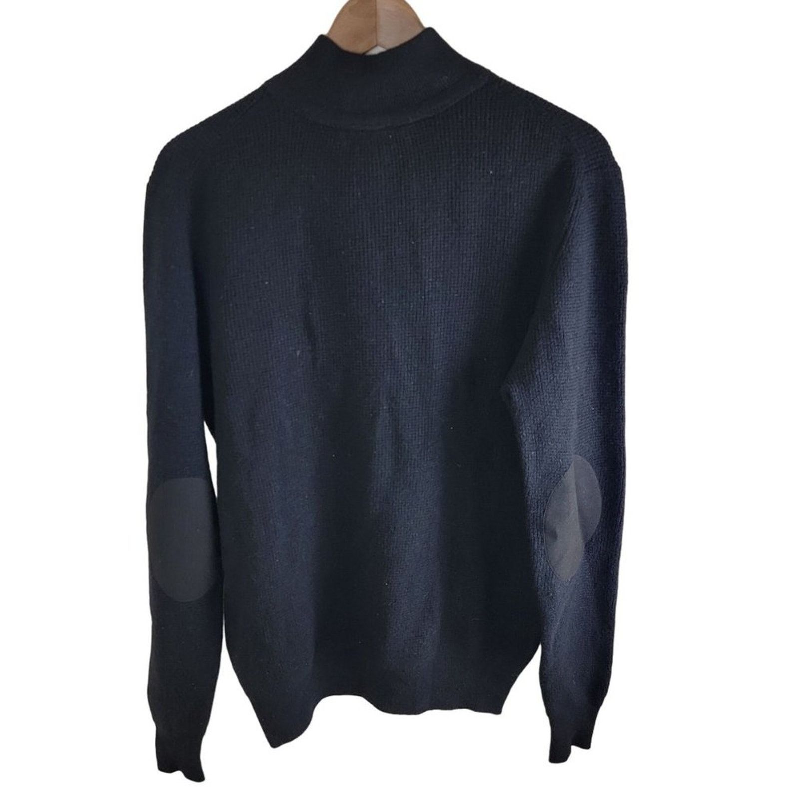 Magaschoni Magaschoni Mens 1/4 Buttons Wool Sweater Jumper Elbow Patch ...