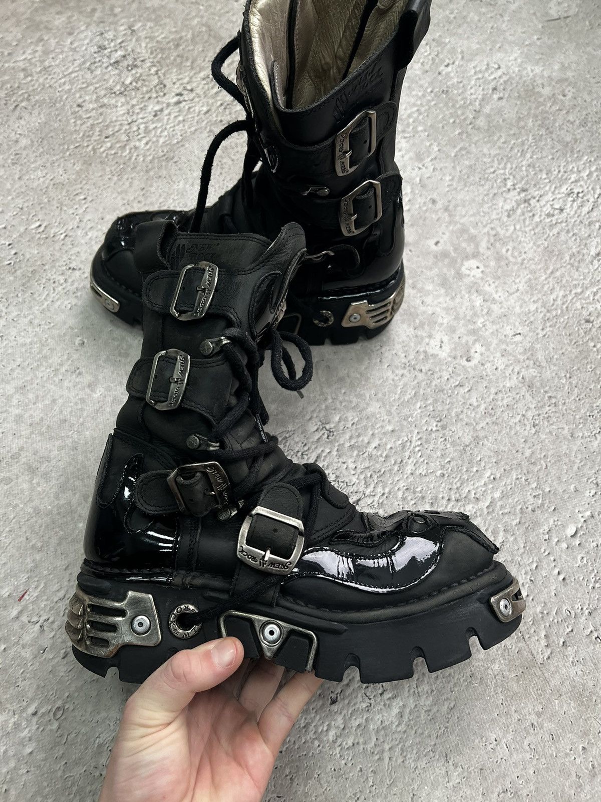 Avant Garde × New Rock × Vintage New Rock Reactor Leather Mid Calf ...