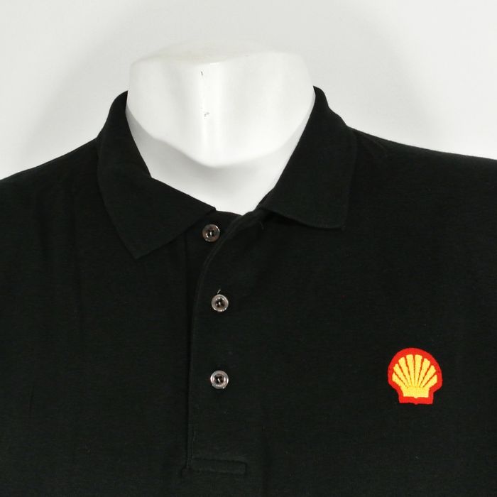 Mando SHELL Gas Station Oil Employee Uniform Black Polo Shirt NEW | Grailed