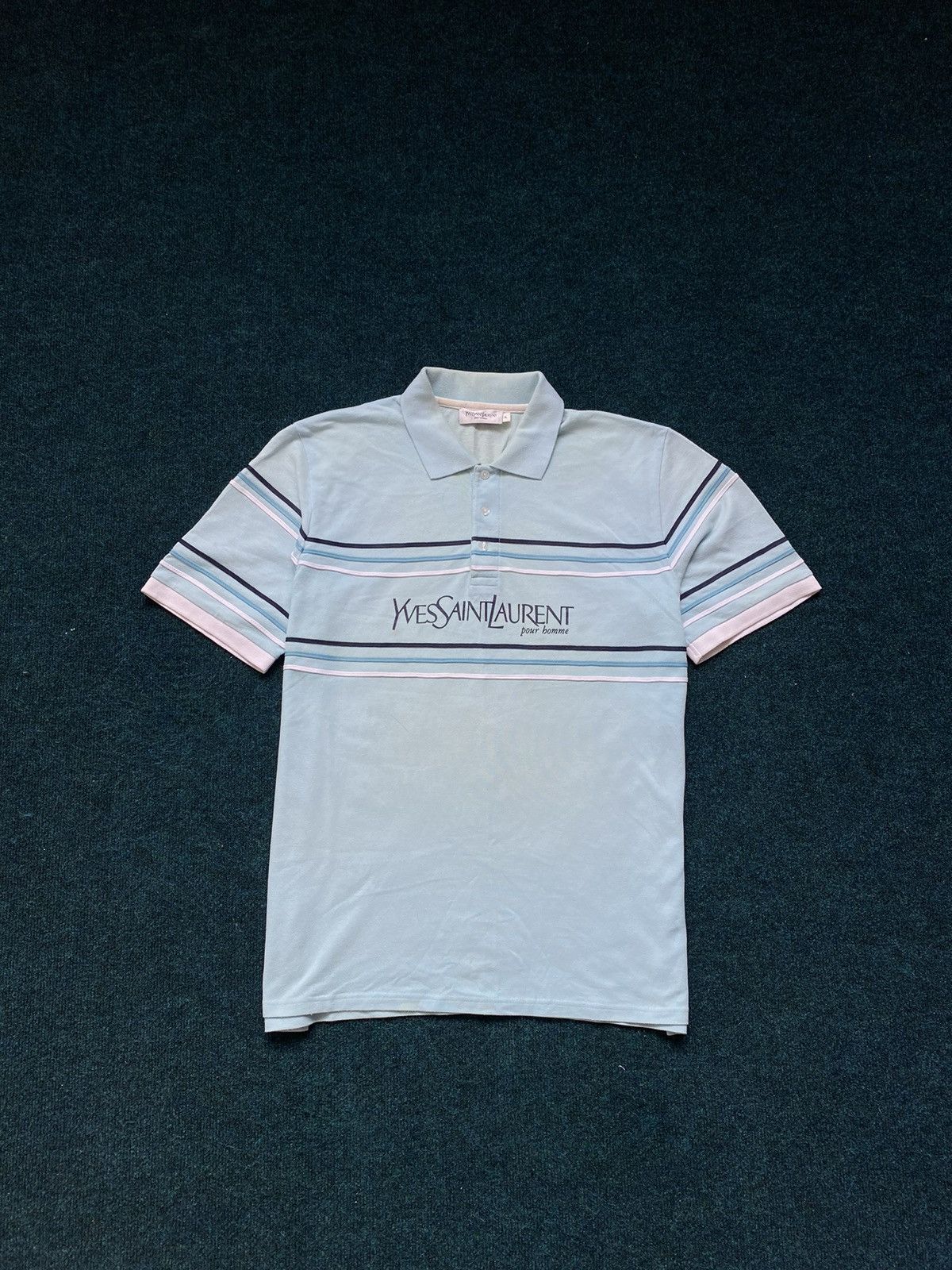 Vintage Yves Saint Laurent Polo Big Logo YSL Grey Vintage 90s | Grailed