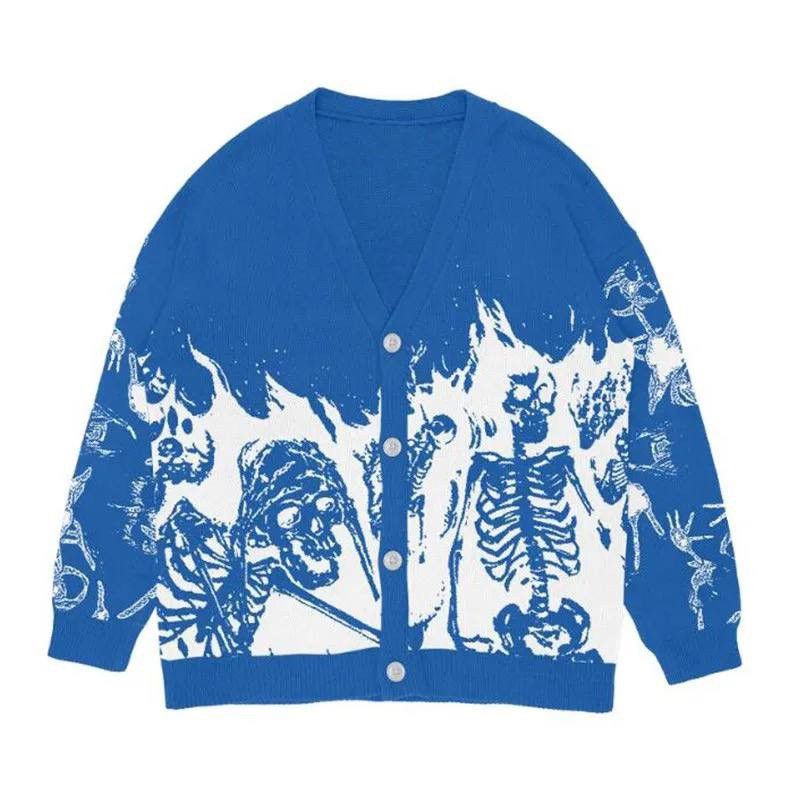 Designer Fire Skeletons Y2K Avant Garde Cardigan | Grailed