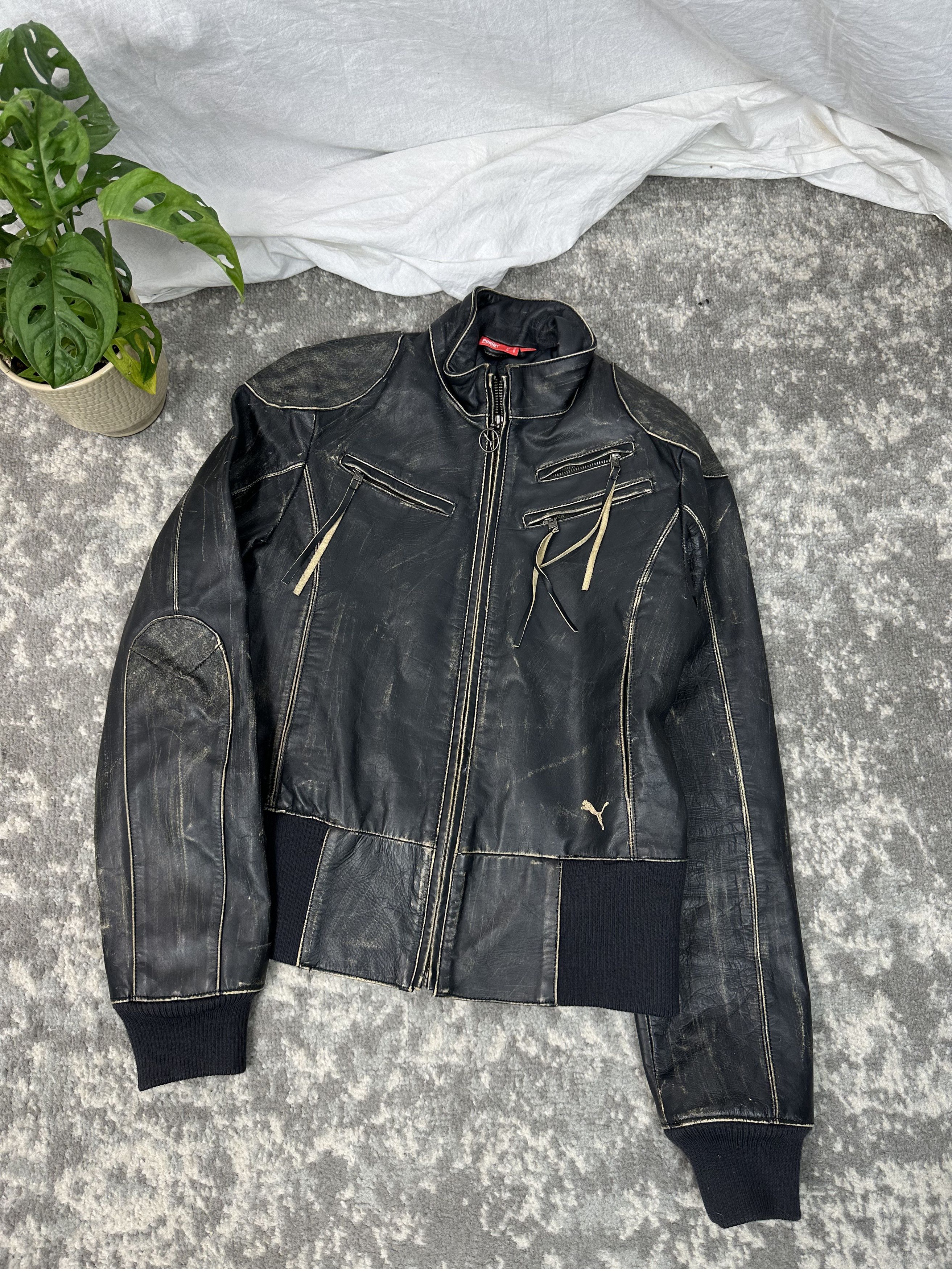Puma Archival Puma Leather Jacket 500cc motorcycle style | Grailed