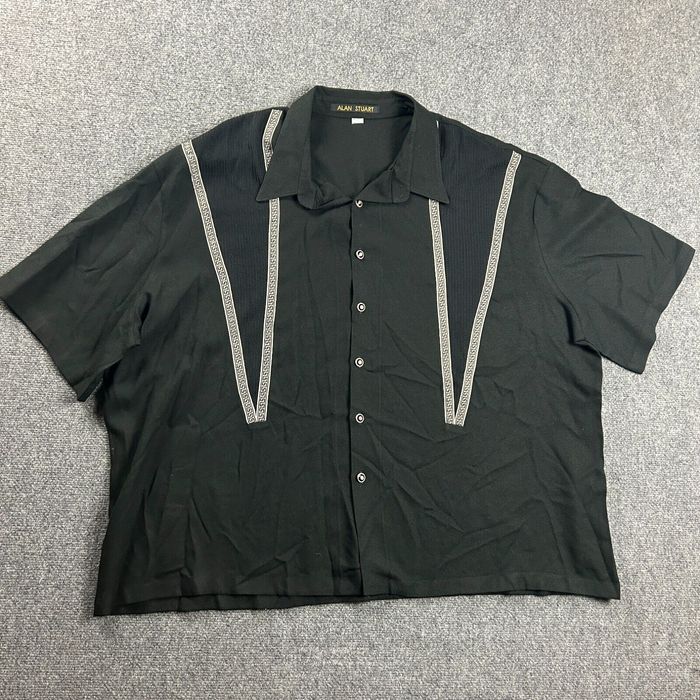 Vintage Alan Stuart Shirt Mens 4X Black Short Sleeve Button Up Adults ...
