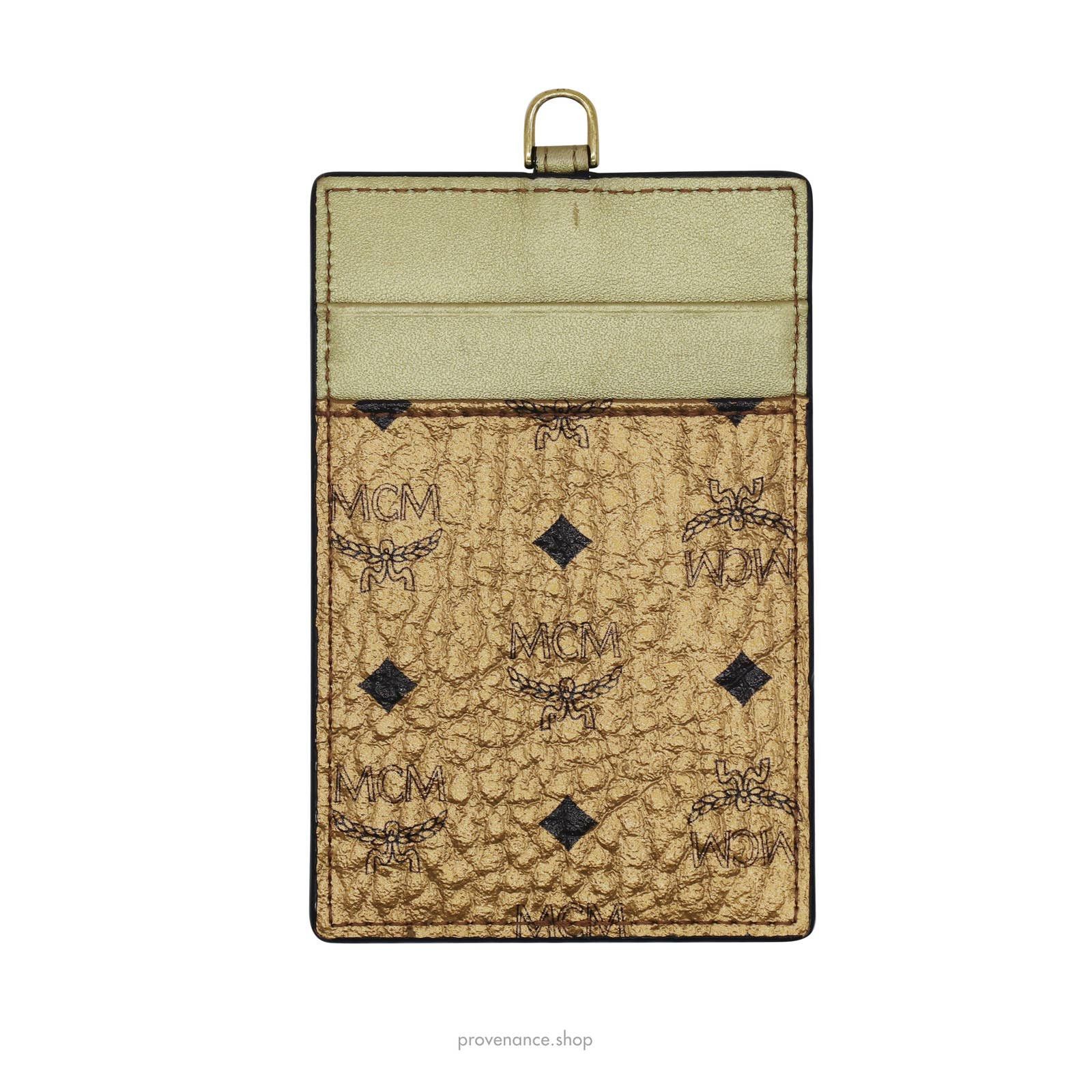 MCM 🔴 MCM ID Card Holder Wallet - Gold Visetos | Grailed