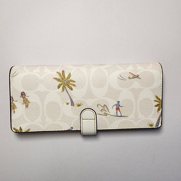 Coach NWT Coach CK410 Slim Wallet Signature Hula Hawaiian Print | Grailed