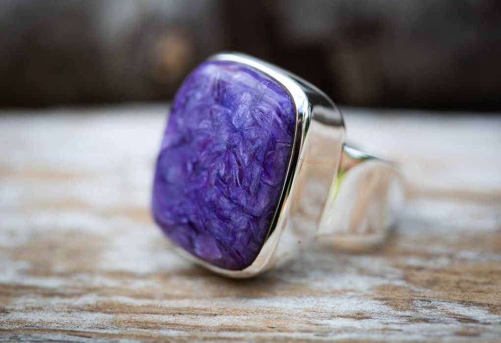 Handmade Charoite Ring Large Charoite Sterling Silver Ring Mens | Grailed