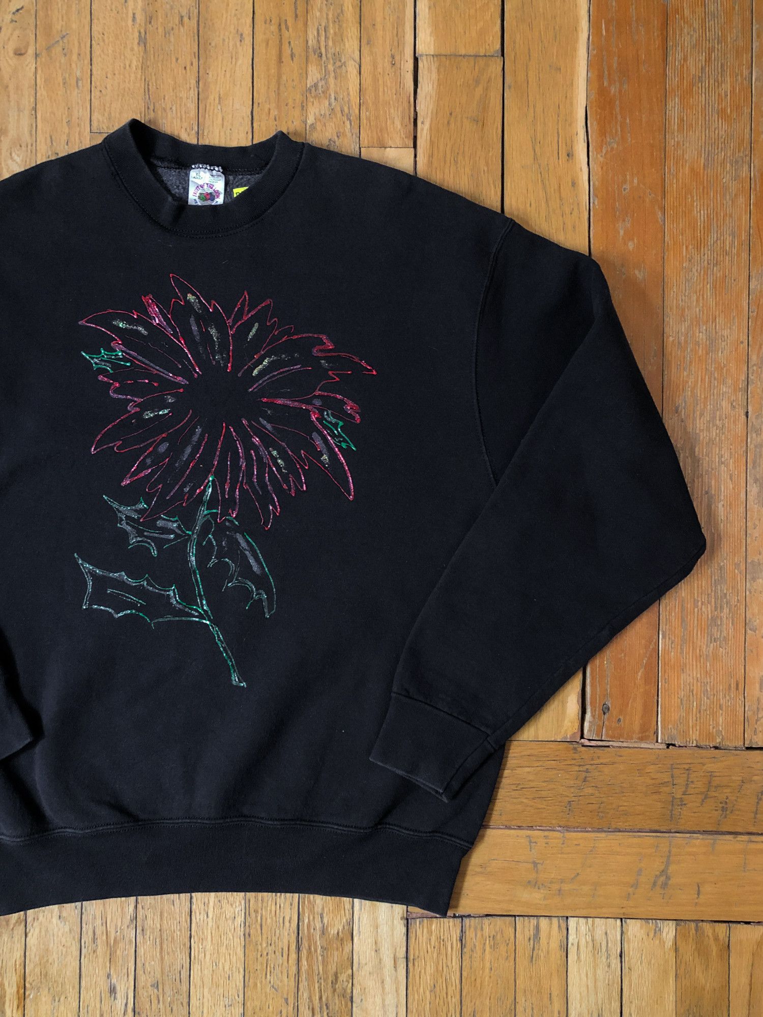 Vintage 90s Boxy Heavyweight Cotton 'Flower' Sweatshirt | Grailed