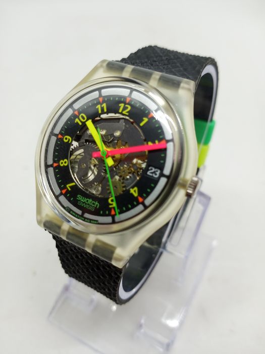 Swatch VINTAGE 1991 Swatch GK402 "Black Line" 34mm Swiss Made Watch ...