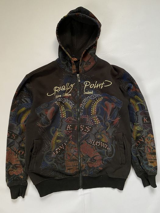Christian Audigier Vintage 90s REALLY POINT Ed Hardy Evisu Y2K zip up ...