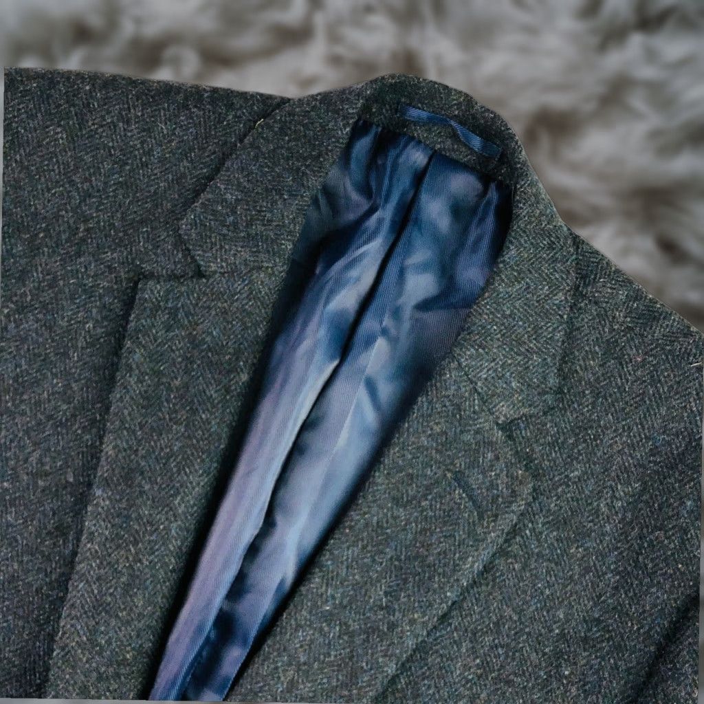 Vintage James Tattersall Mens Blazer 44 Extra Large XL Gray Blue Tweed ...
