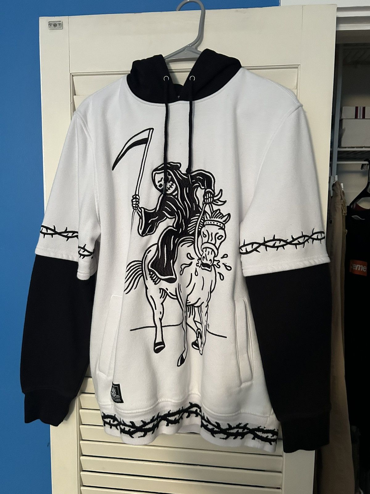 Lurkingclass lurking class stallion black and white hoodie | Grailed