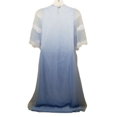 Vintage Rikki M Blue Nightgown Robe Lingerie Sheer Lacy Lace Vintage ...