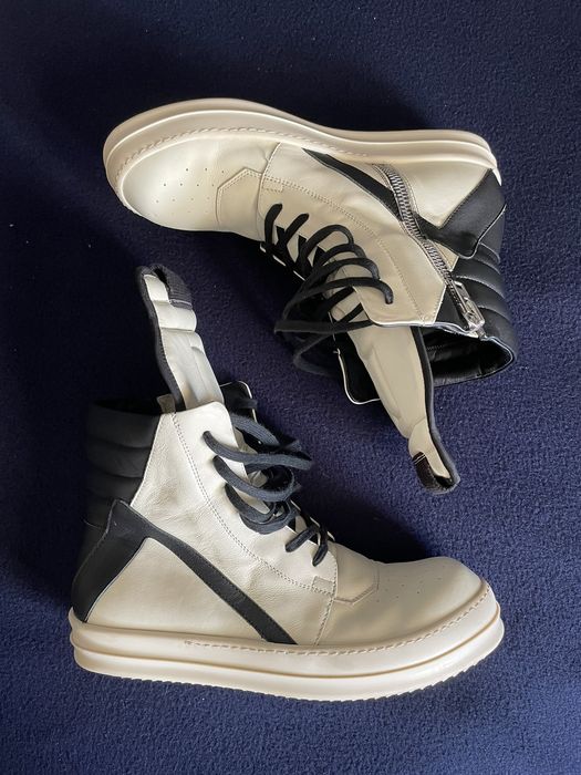 Rick Owens Rick Owens Geobaskets White Black Leather SS16 Cyclops 2016 ...