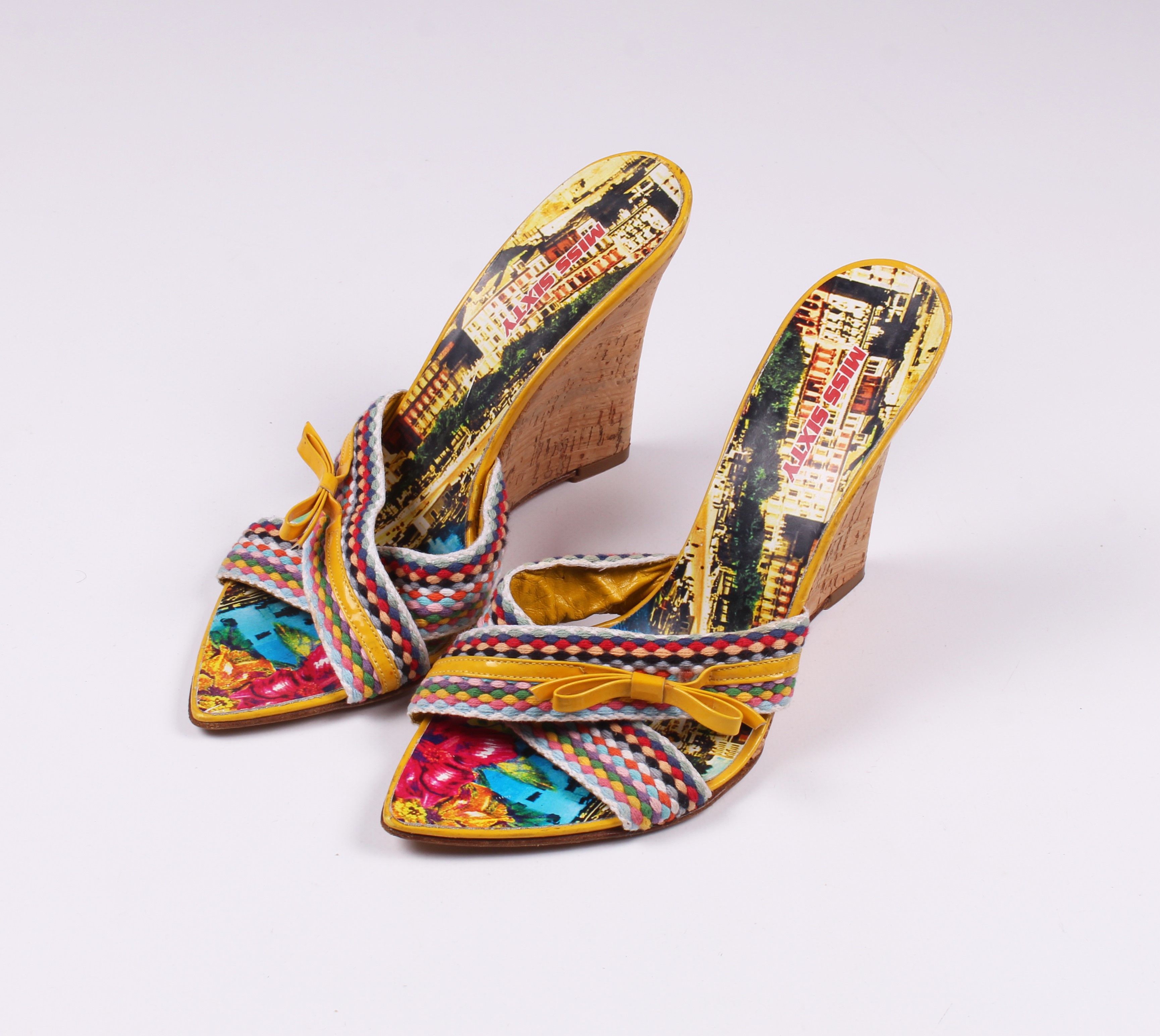 Miss Sixty × Vintage Miss Sixty Y2K 2000's Coquette Wedge Heels Mules ...