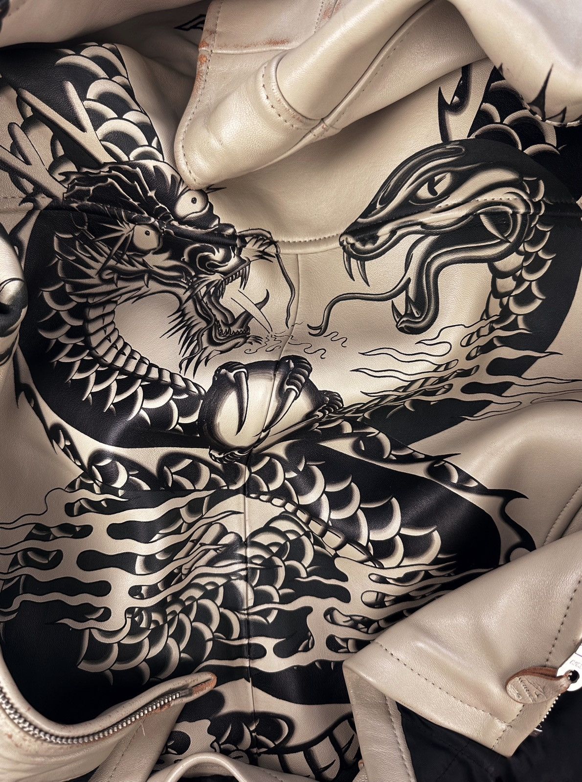 Avirex 00s Avirex 1/400 ‘Snake & Dragon’ Painted Leather Jacket | Grailed