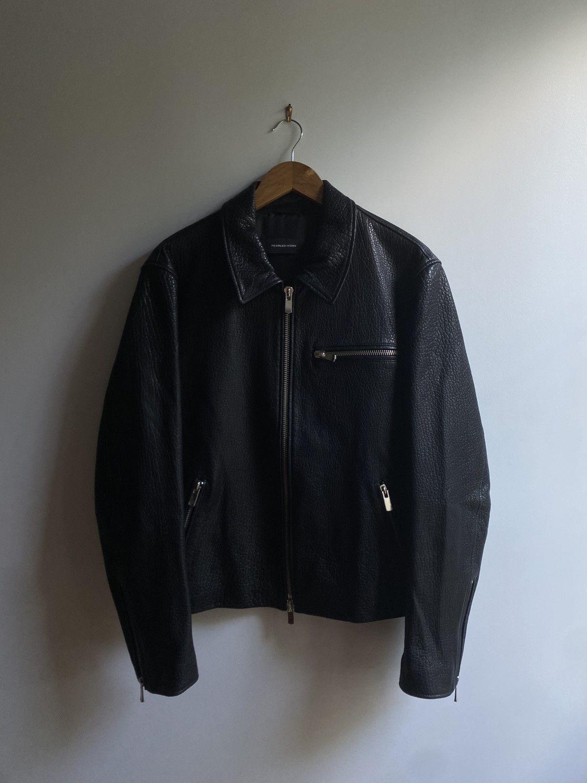 Streetwear × Vintage Pearled Ivory Leather Detroit Jacket | Grailed