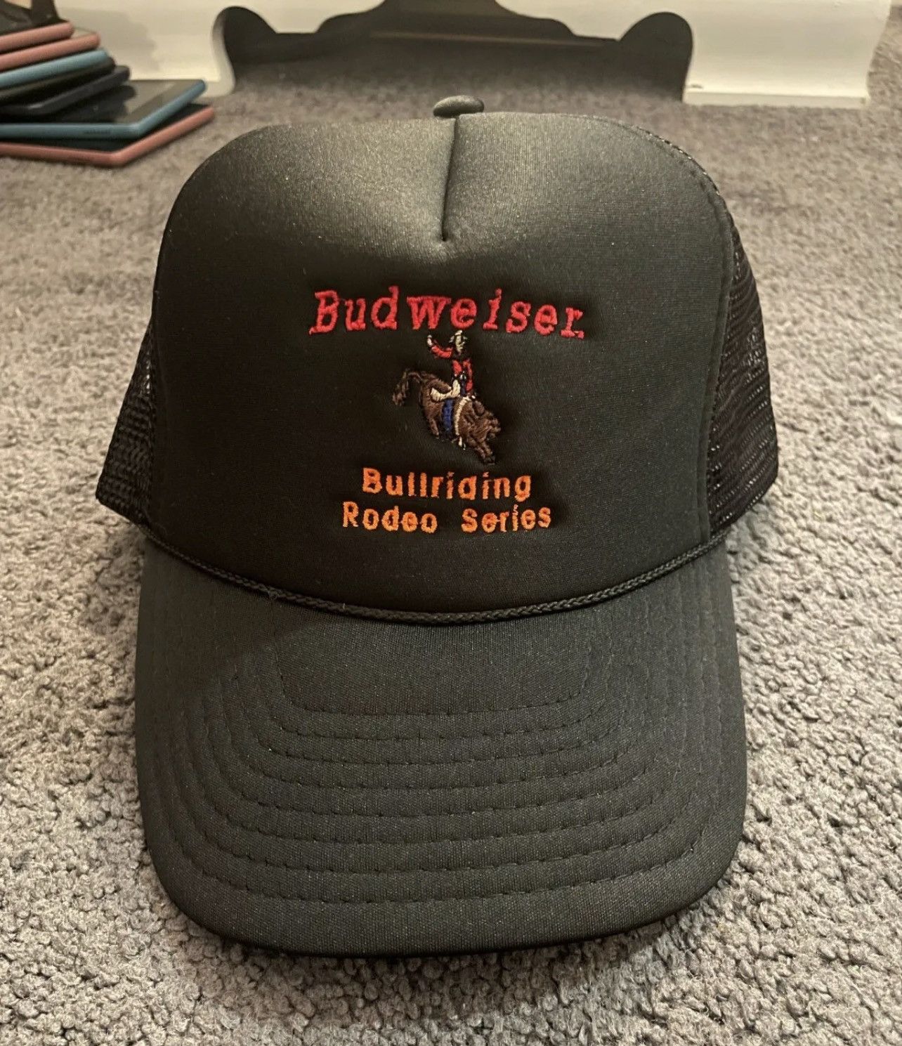 Streetwear Deadstock Retro Embroidered Budweiser Bull Riding Hat | Grailed