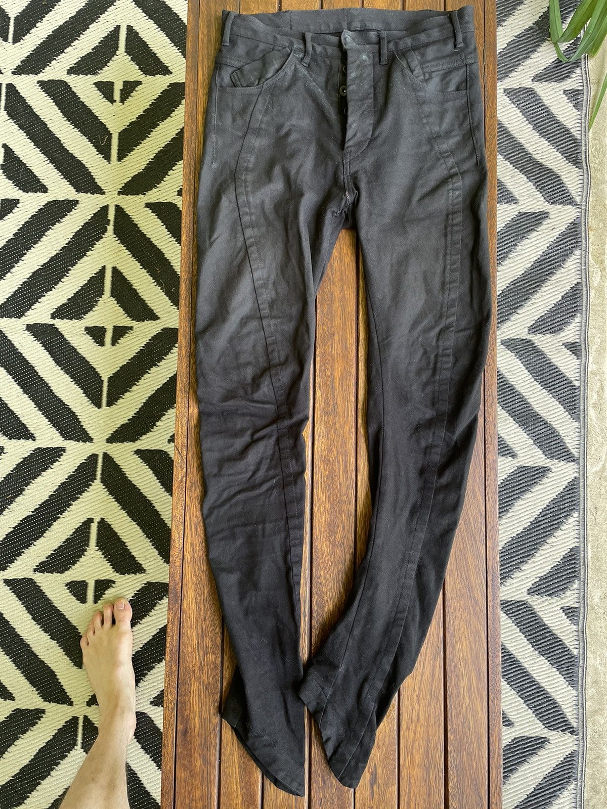 Julius Glitch 2014 knit denim curve anatomical pant | Grailed