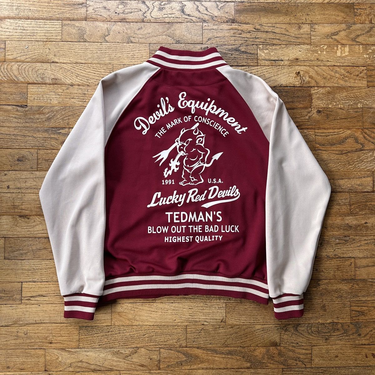 Sukajan Souvenir Jacket × Varsity Jacket × Vintage Tedman’s Lucky Red ...